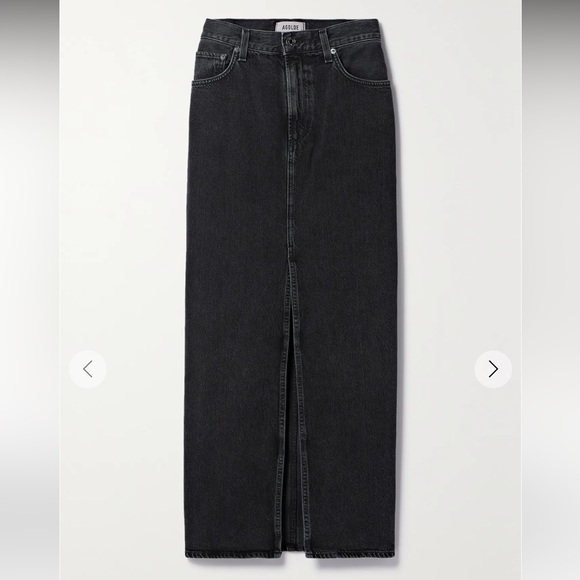 Agolde | Skirts | Agolde Leif Cotton Denim Maxi Skirt Front Slit Black ...